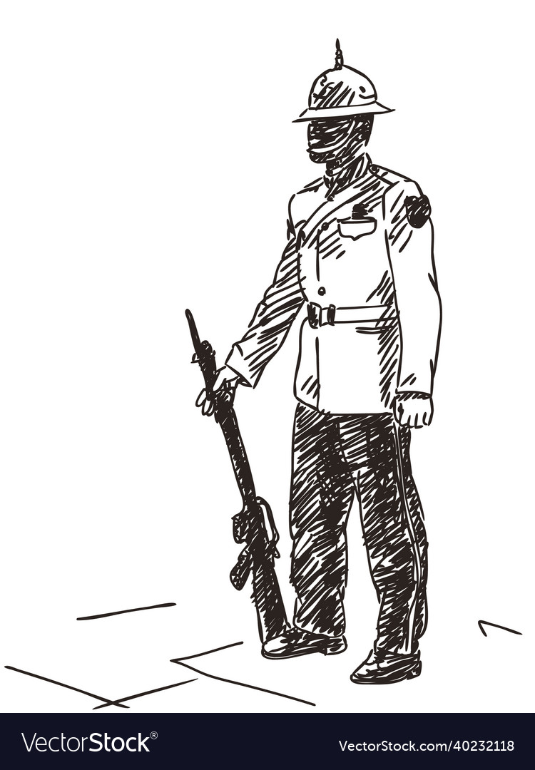 Hand drawn guard Royalty Free Vector Image - VectorStock