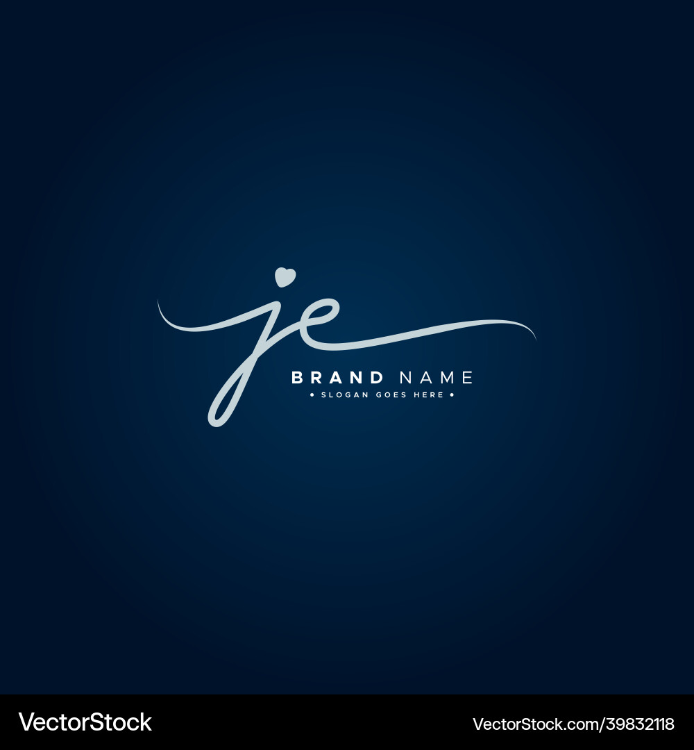 Initial letter je logo handwritten signature Vector Image