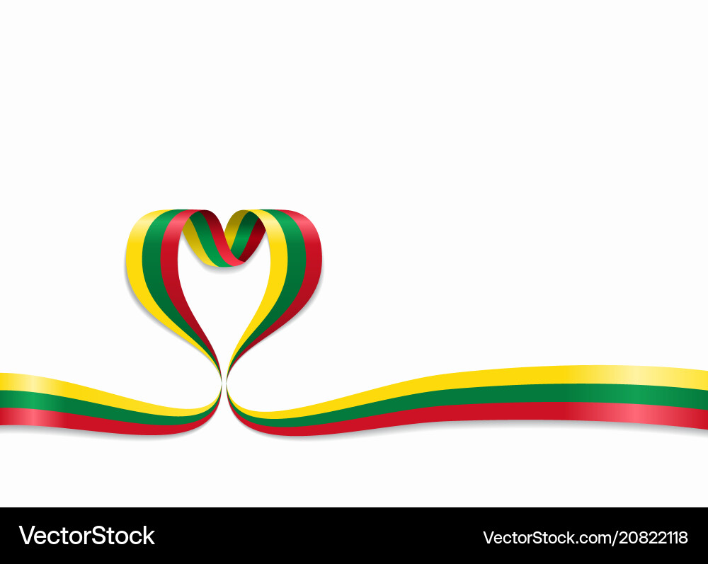 Lithuanian flag heart-shaped ribbon Royalty Free Vector