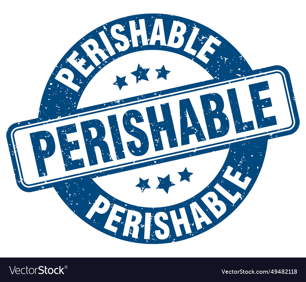 Perishable stamp perishable label round grunge Vector Image