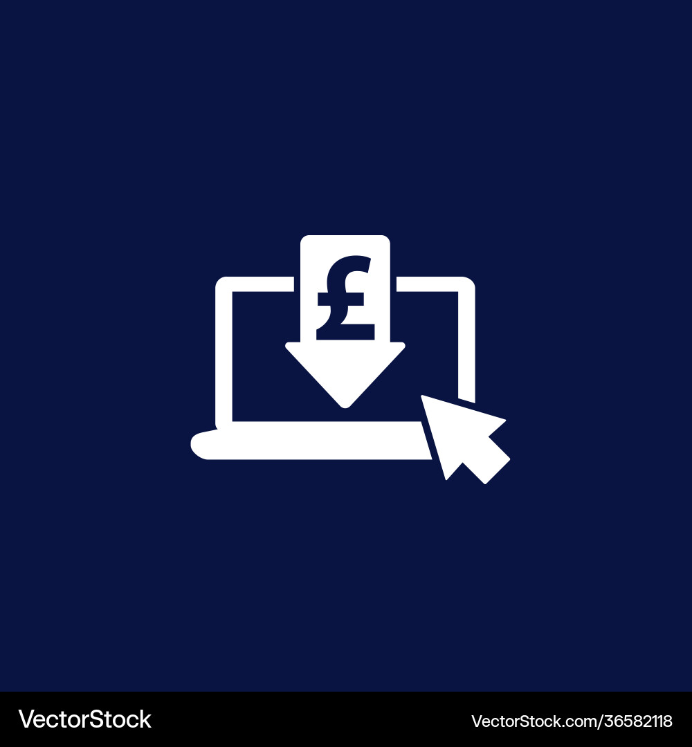 Reduce costs icon with pound and laptop Royalty Free Vector