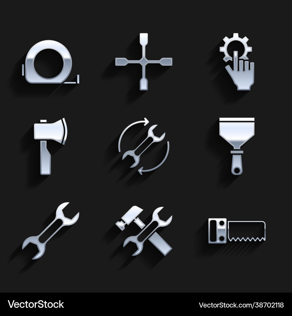 Set wrench and arrows as workflow hammer wrench Vector Image
