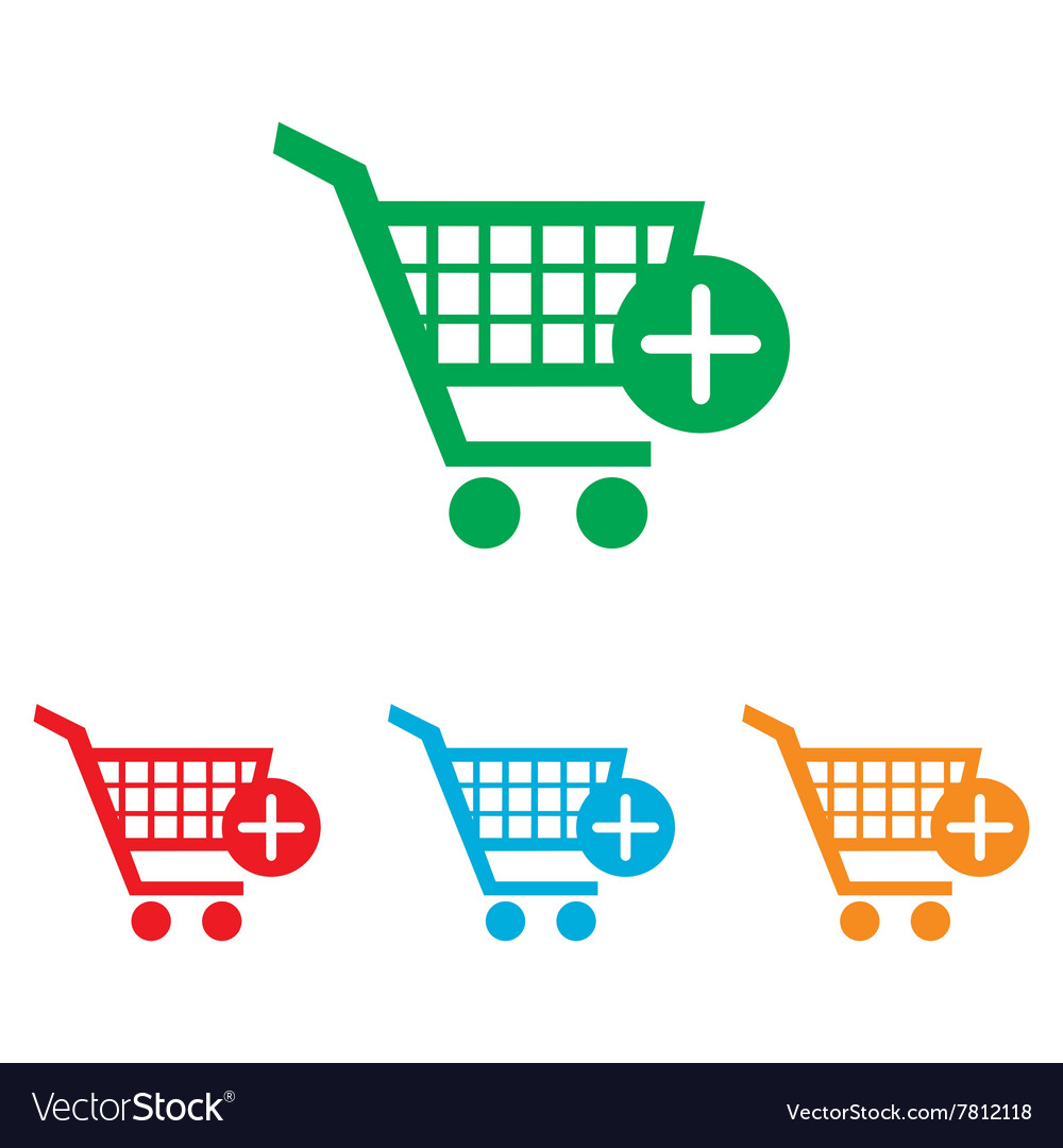 Shopping cart and add mark icon Royalty Free Vector Image