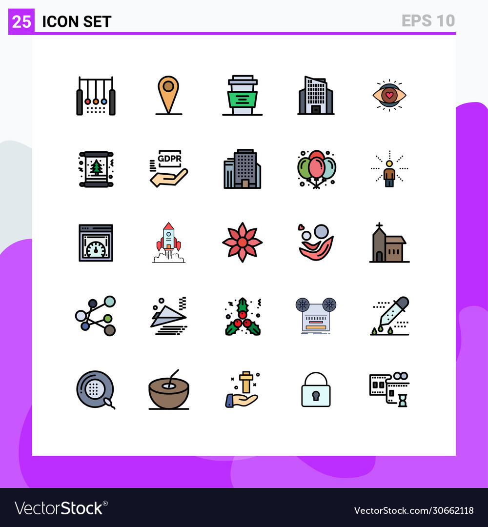 Stock icon pack 25 line signs and symbols for Vector Image