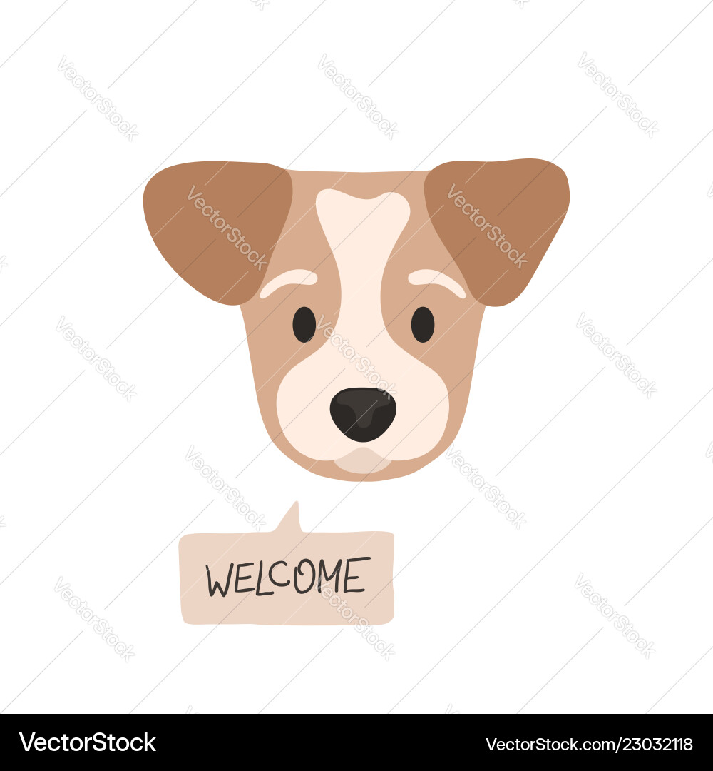 Welcome flat style dog head with opened eyes Vector Image