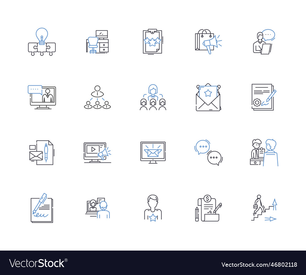 Workforce management line icons collection Vector Image Workforce management line icons collection Vector Image
