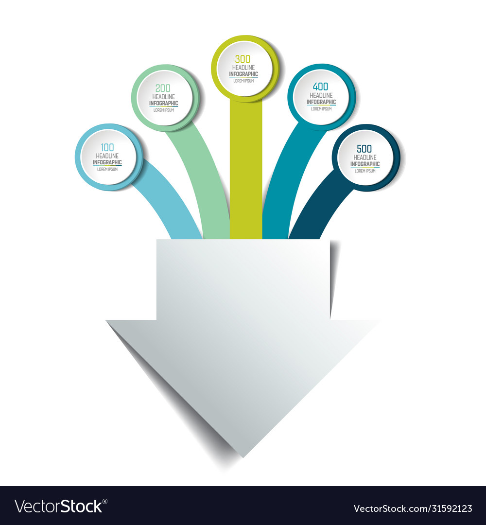 5 arrows merging into one point infographics Vector Image 5 arrows merging into one point infographics Vector Image