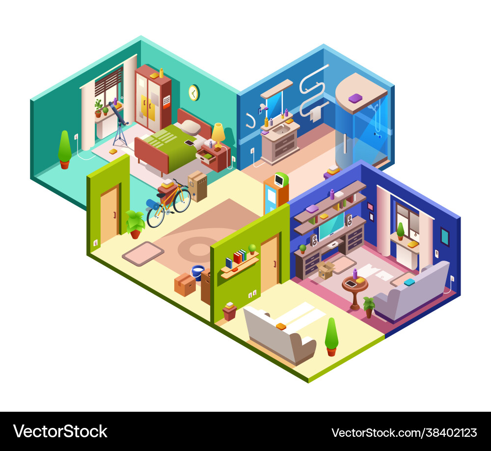 Apartment rooms cross section Royalty Free Vector Image