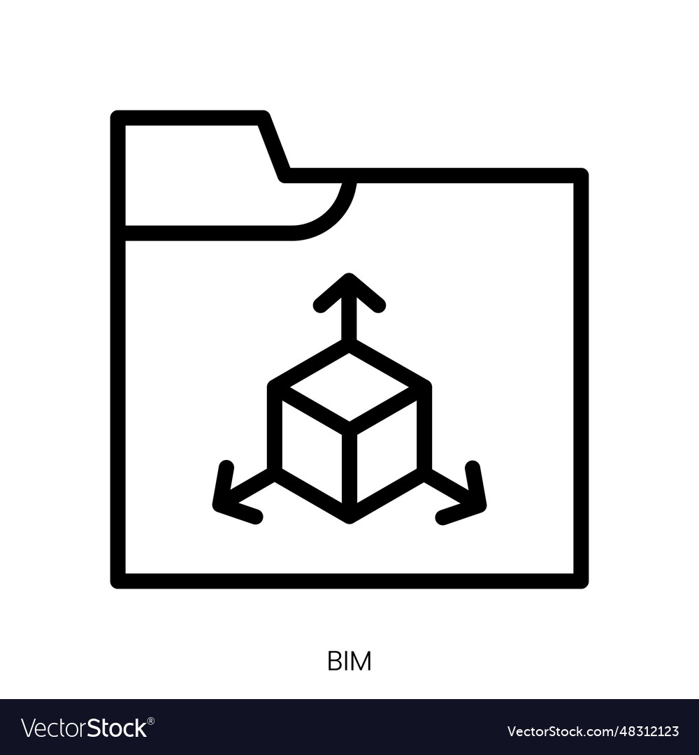 Bim icon line art style design isolated on white Vector Image Bim icon line art style design isolated on white Vector Image