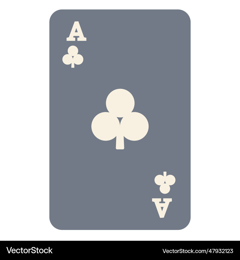 Card ace clubs silhouette Royalty Free Vector Image