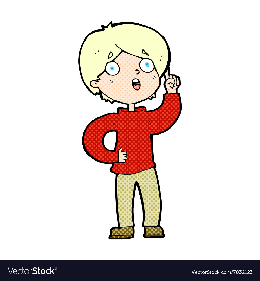 Comic cartoon boy with idea Royalty Free Vector Image