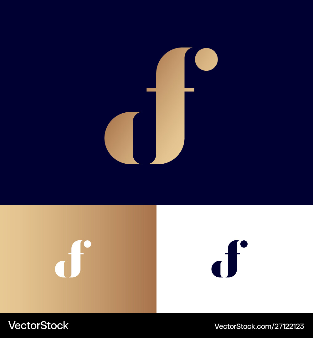 D and f monogram original gold symbol Royalty Free Vector