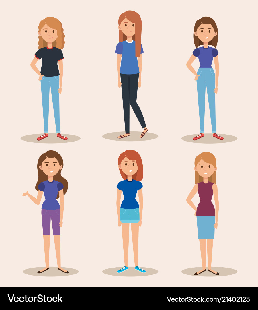 Group of young women Royalty Free Vector Image
