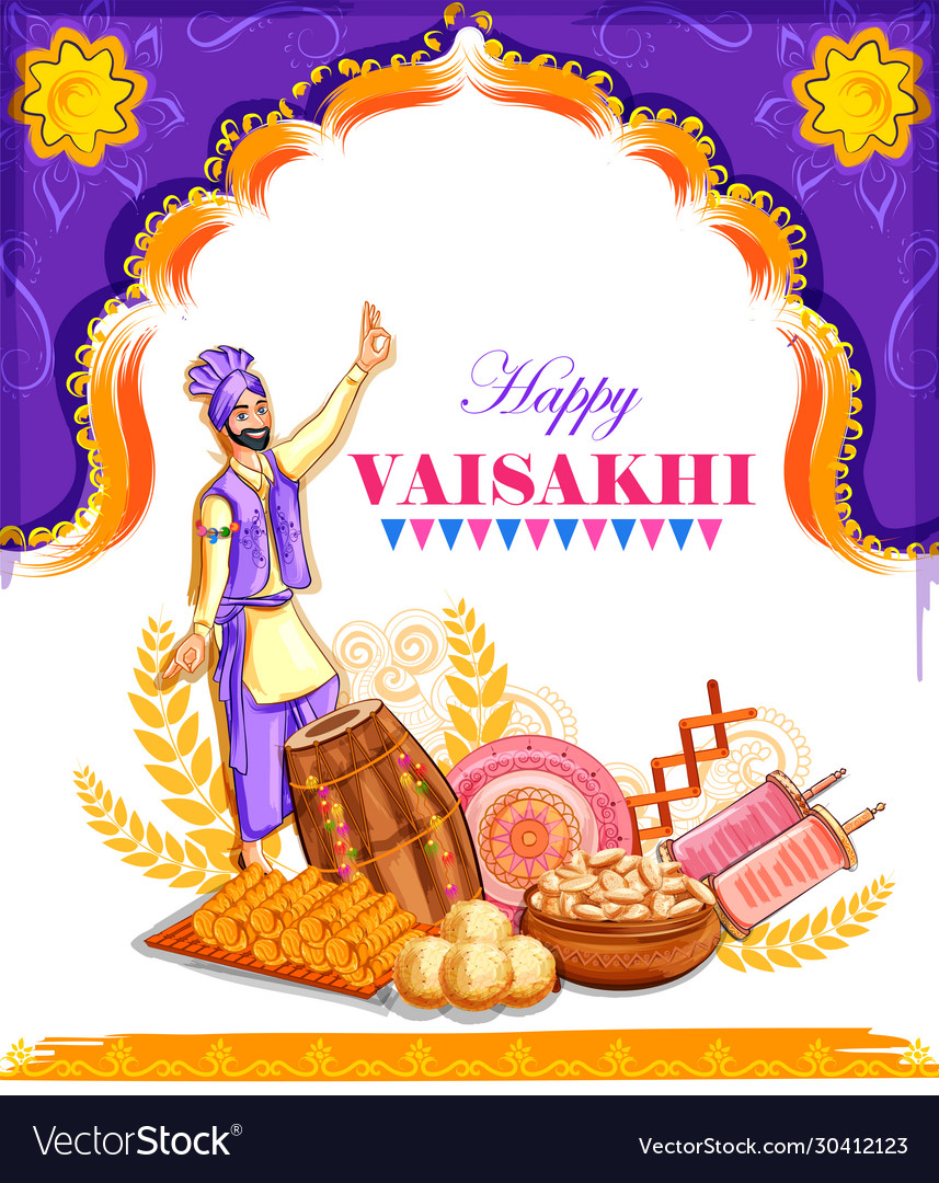 Happy vaisakhi punjabi spring harvest festival of Vector Image