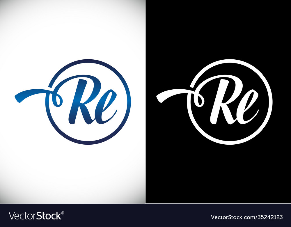 Initial monogram letter r e logo design template Vector Image