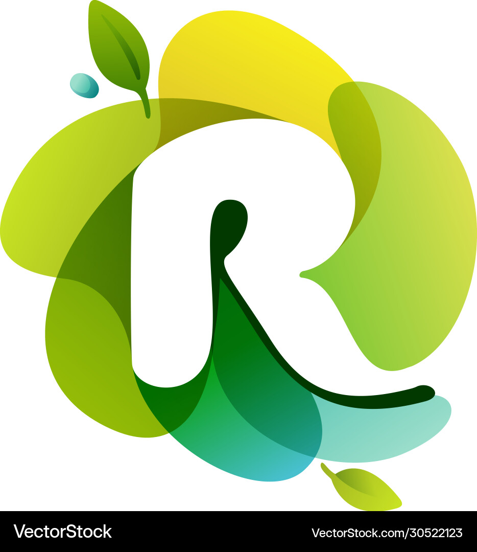 Letter r ecology logo on swirling overlapping Vector Image