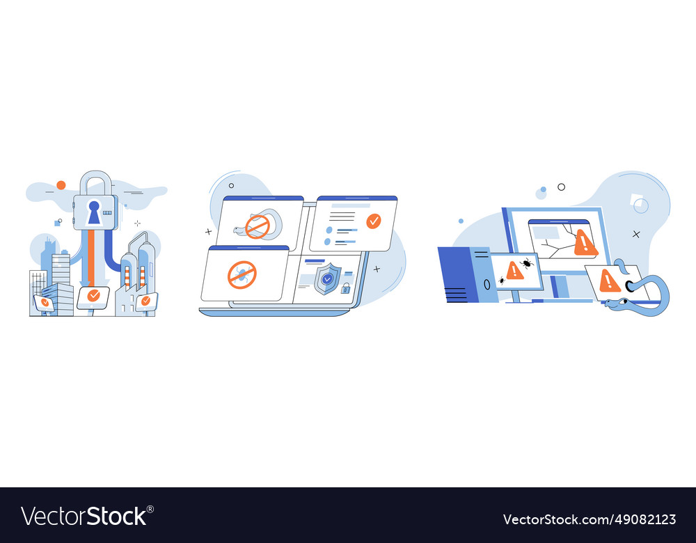Malware spyware virus alerts notify users Vector Image