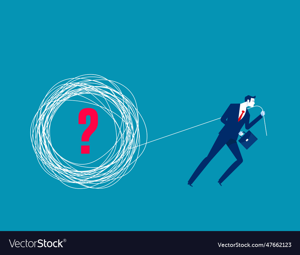 Pulling the tangled ropes with question mark Vector Image