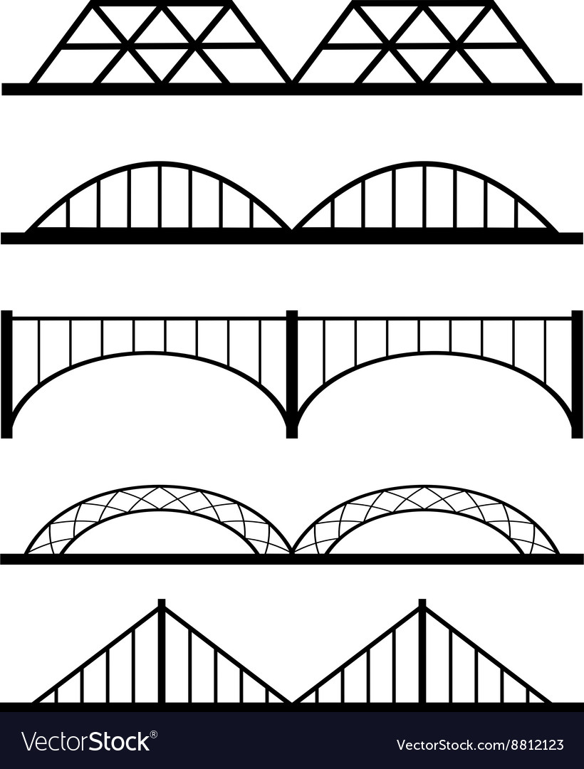 Set of different bridges connection Royalty Free Vector