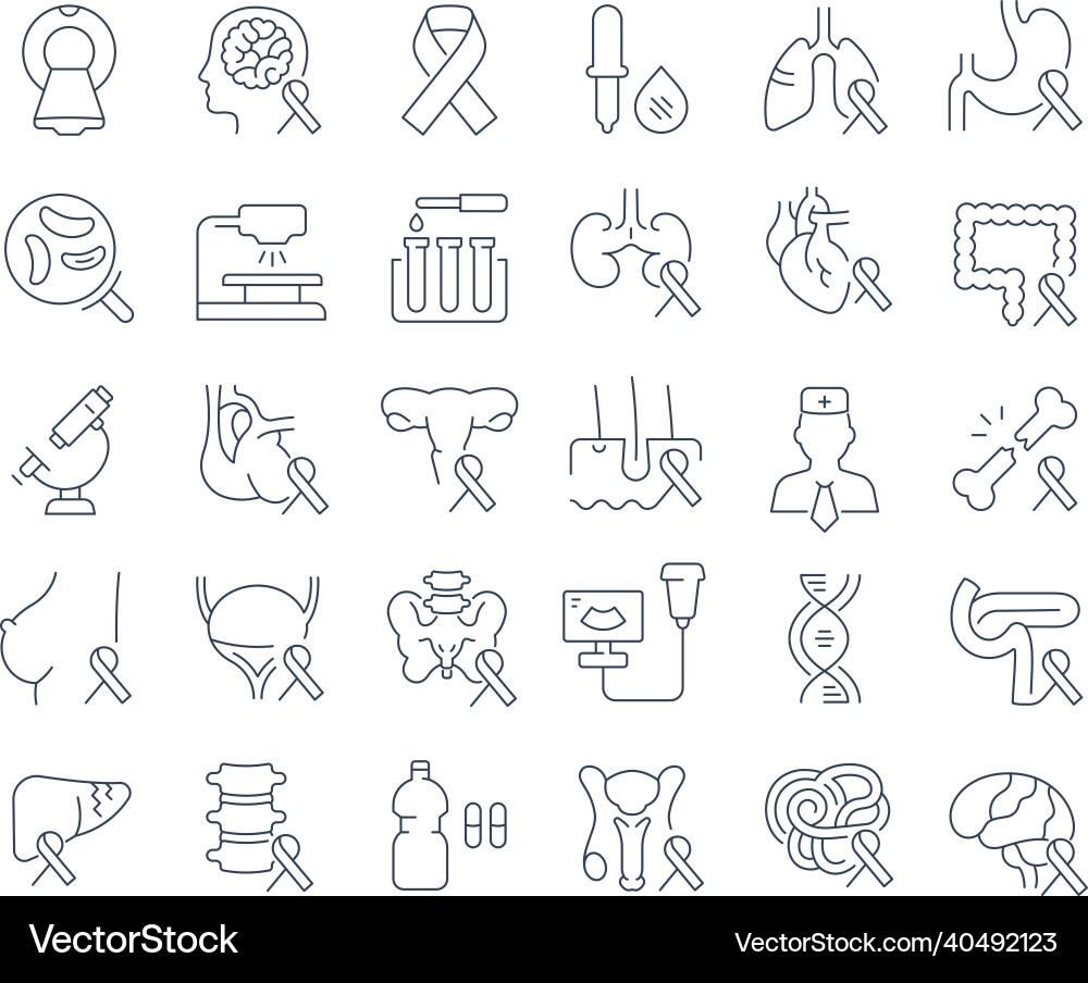 Set of linear icons cancer Royalty Free Vector Image