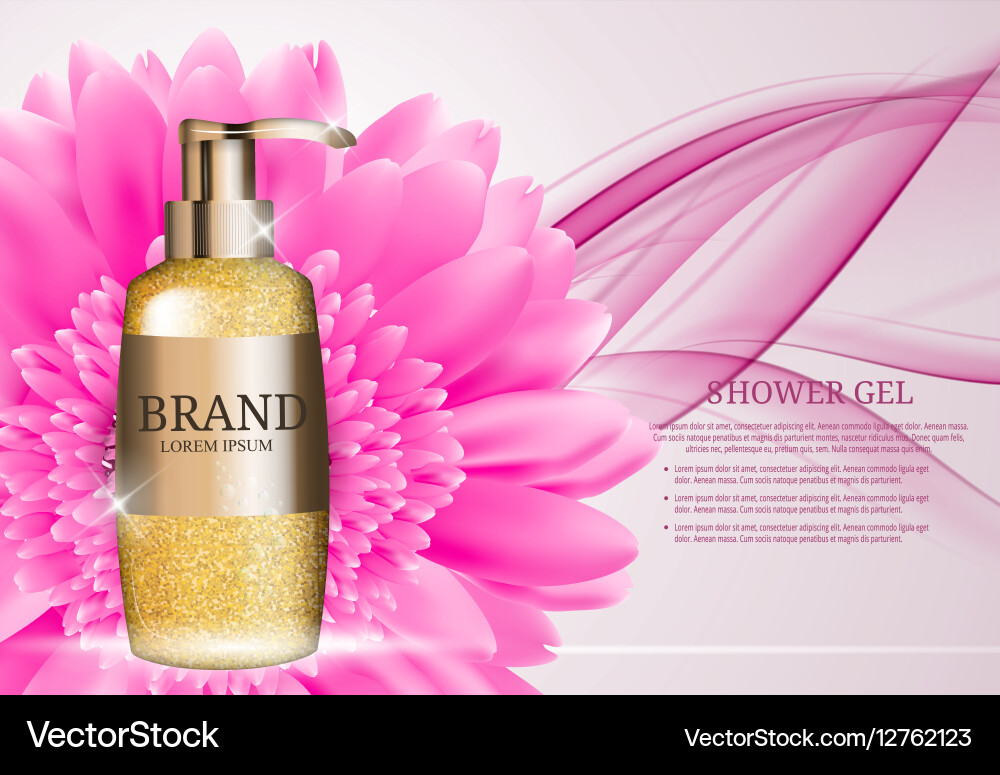 Shower gel bottle template for ads or magazine Vector Image
