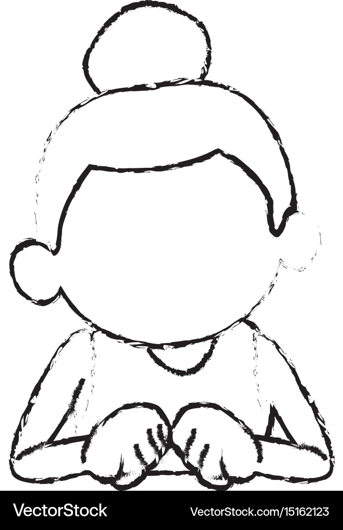 Sketch girl young kid happy expression Royalty Free Vector