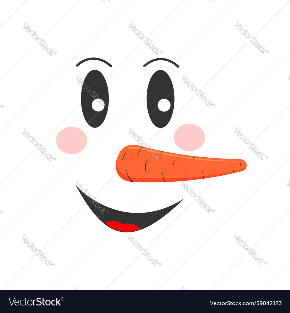 Smiling snowman face with happy emotion funny Vector Image