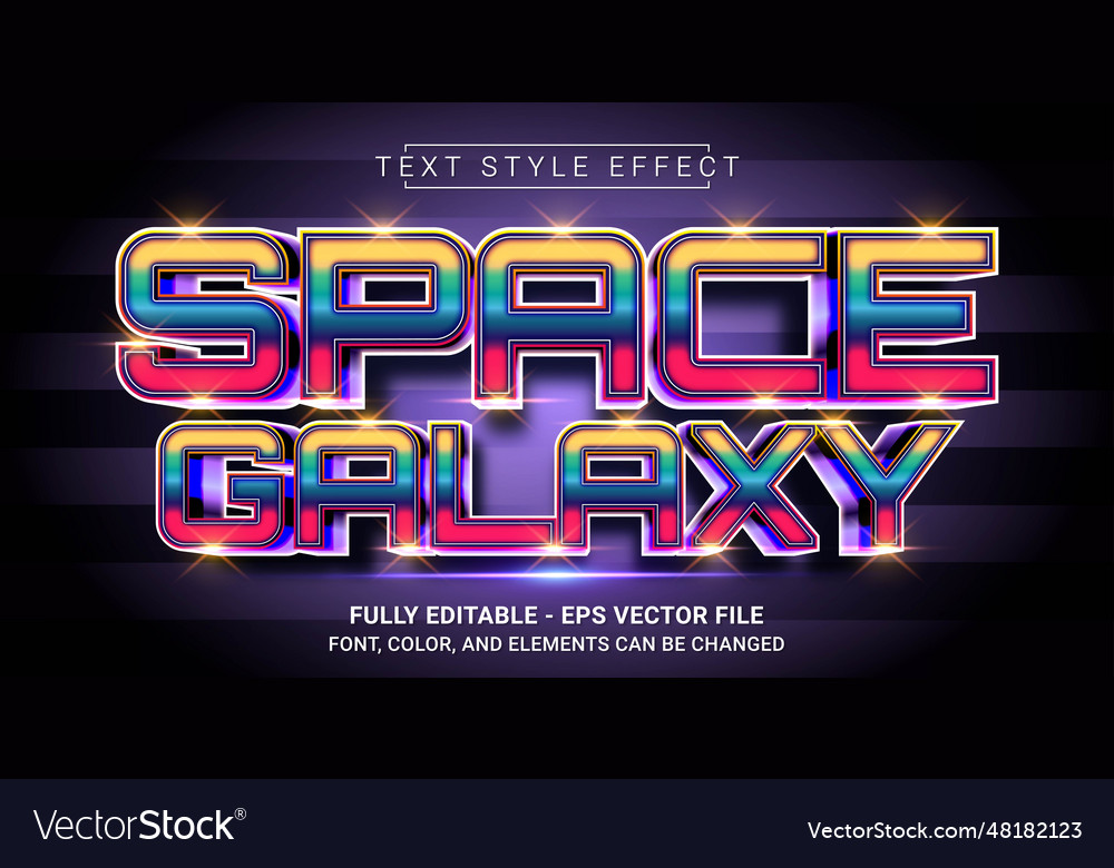 Space galaxy text style effect editable graphic Vector Image