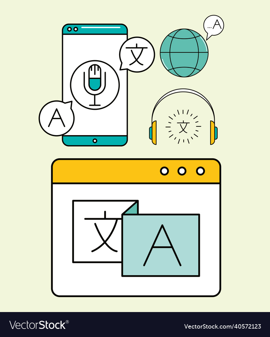 Translating audio app Royalty Free Vector Image