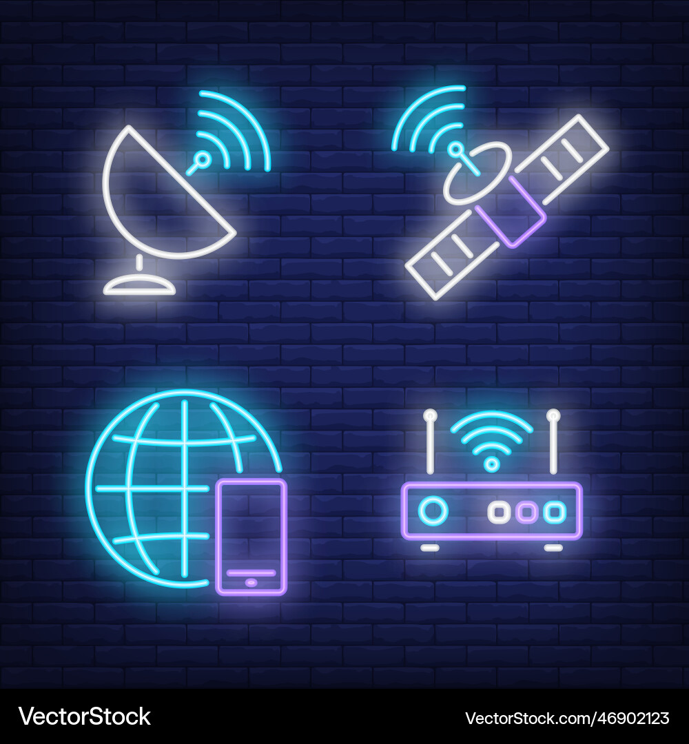 Wi-fi router satellite antenna and smartphone Vector Image