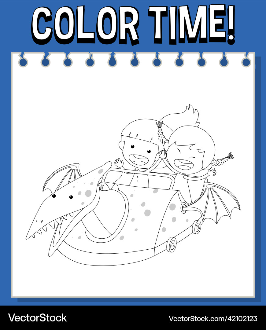 Worksheets template with color time text and kids Vector Image