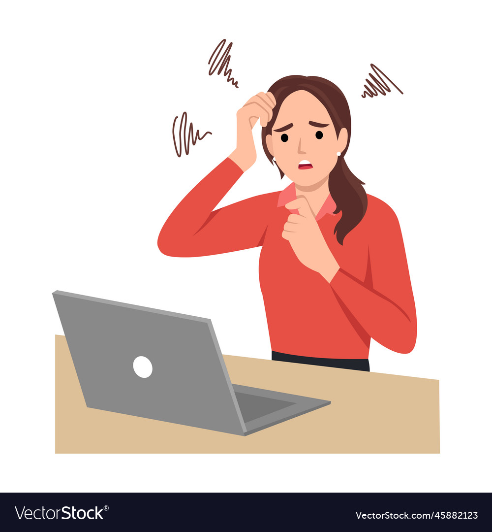 Young business woman with anxious face Royalty Free Vector