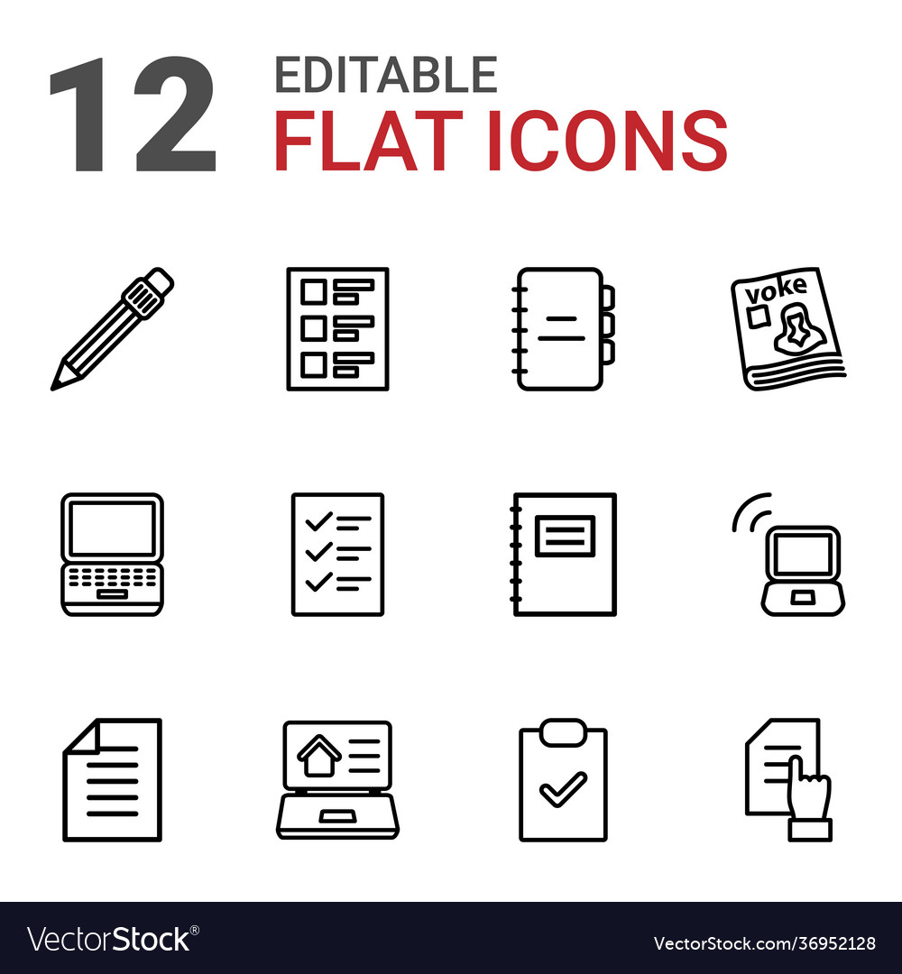 12 notebook icons Royalty Free Vector Image - VectorStock