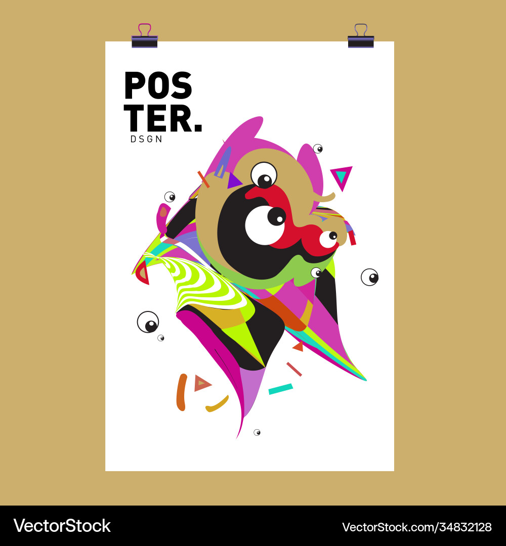 Abstract colorful cartoon character cover Vector Image