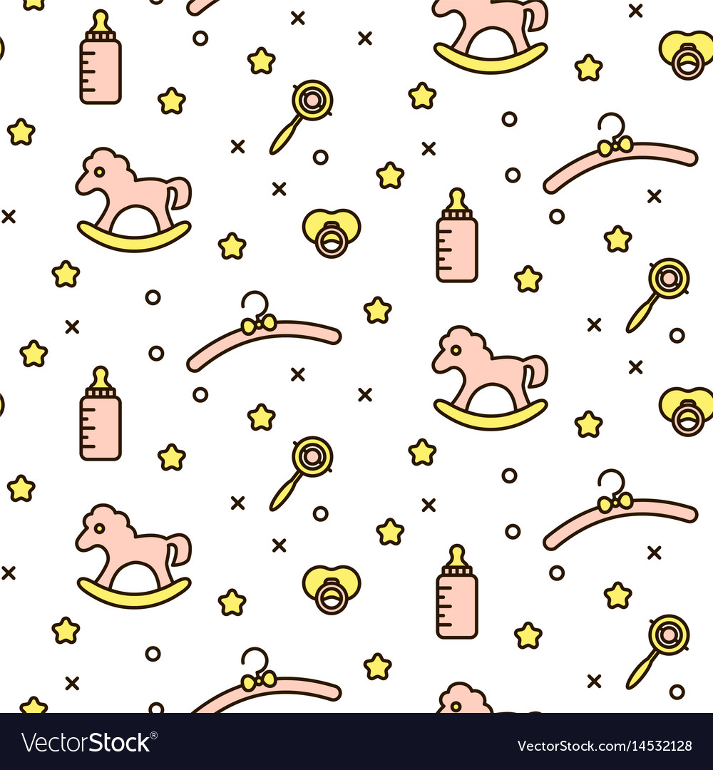 Baby cute toddler line icon pattern Royalty Free Vector