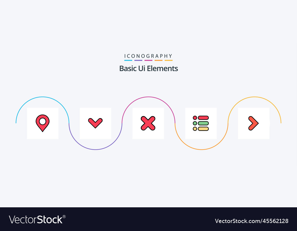 Basic ui elements line filled flat 5 icon pack Vector Image