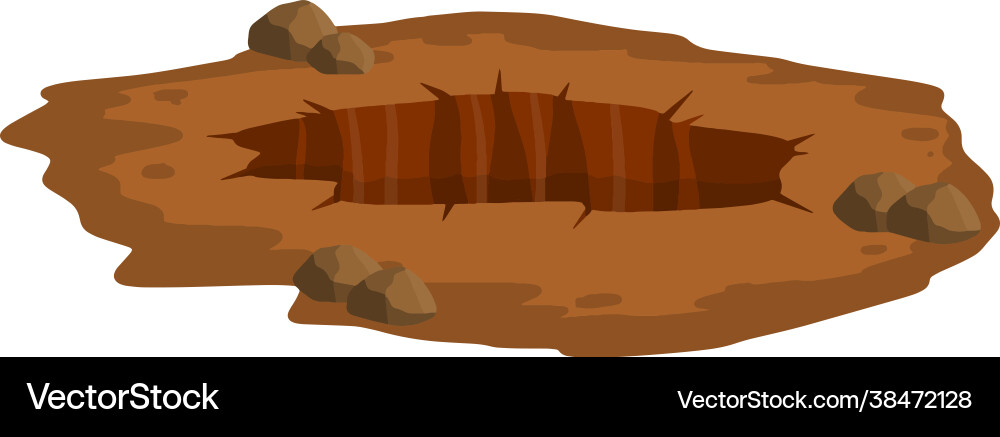 Big hole in ground brown dry soil and mine Vector Image