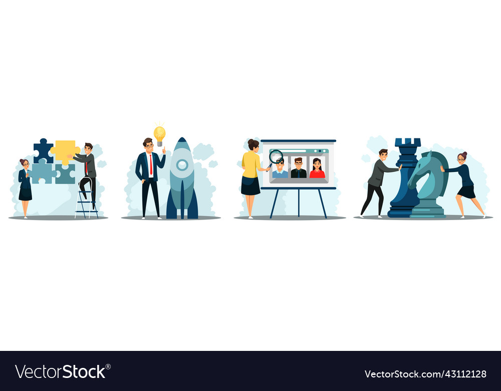 Business work concepts set people cooperating Vector Image