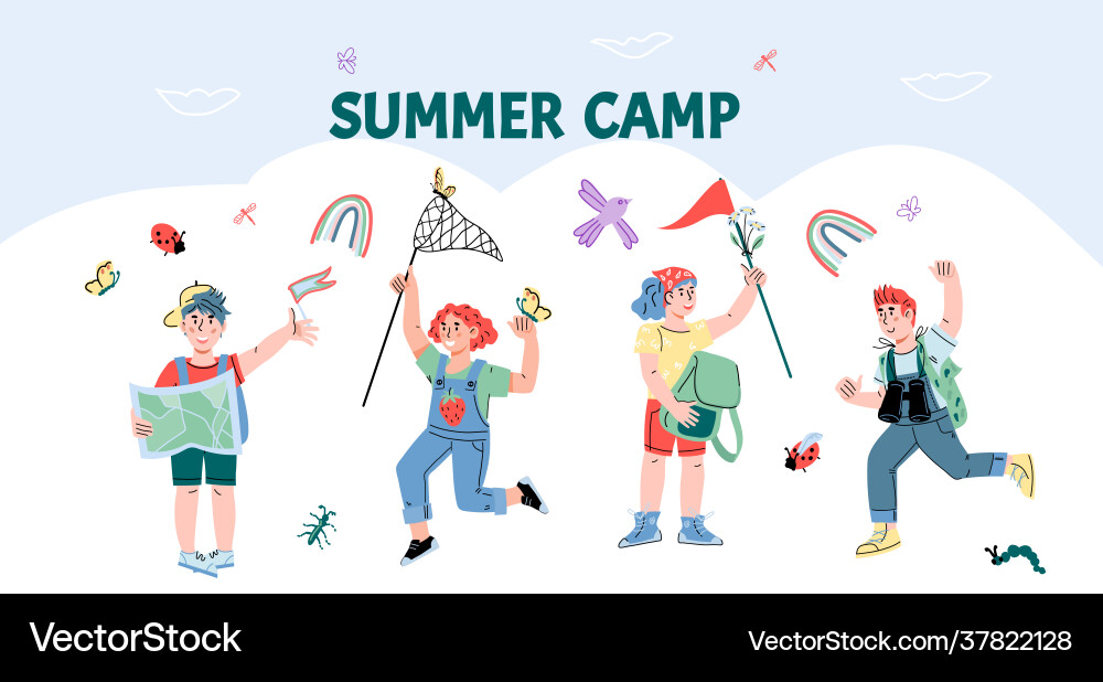 Children summer camp banner or poster template Vector Image