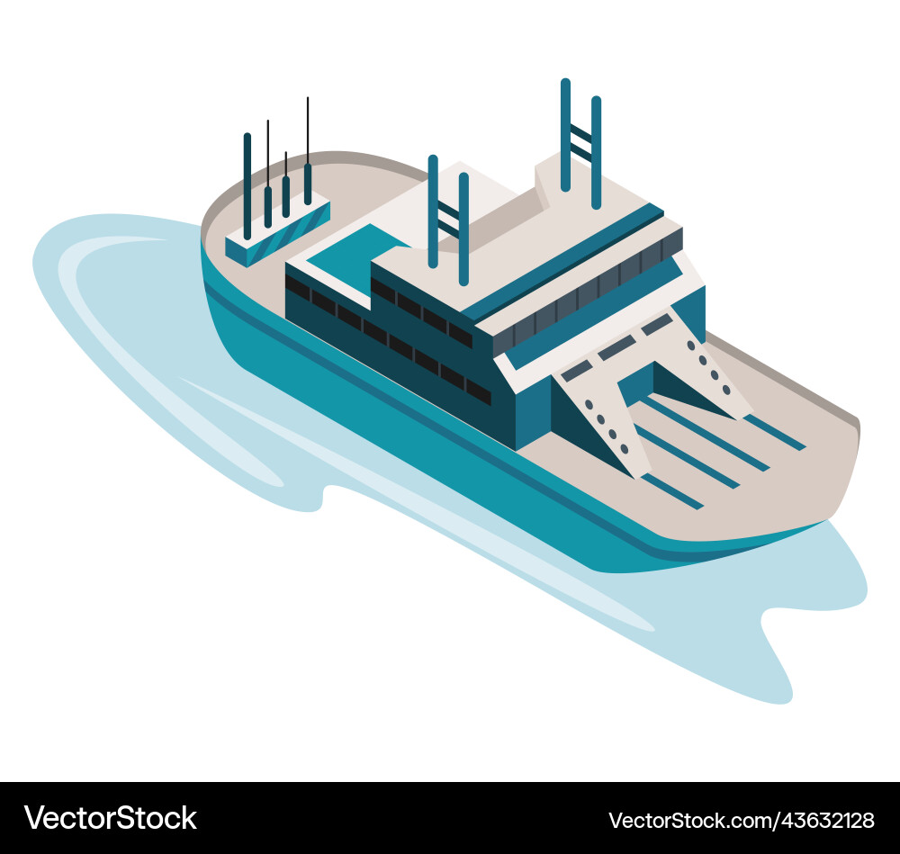 Commercial ship isometric icon water transport Vector Image