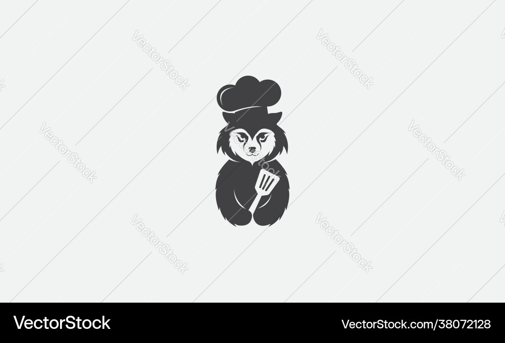 Cute animal wolf with chef logo symbol icon Vector Image