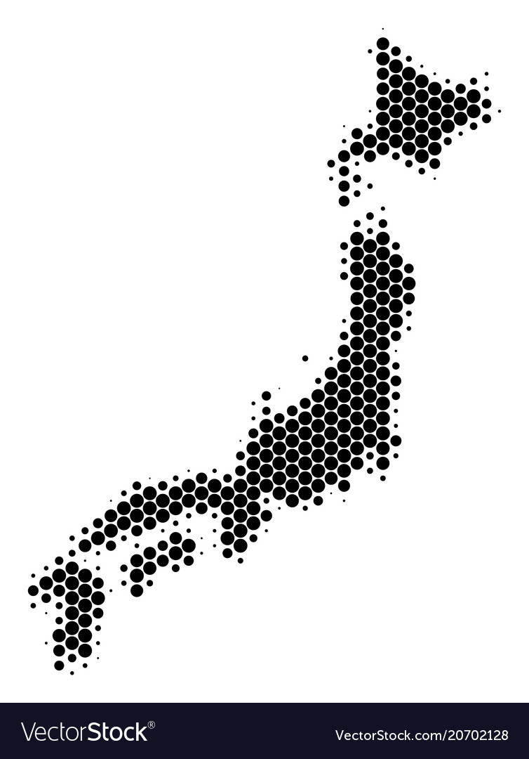 Dot halftone japan map Royalty Free Vector Image