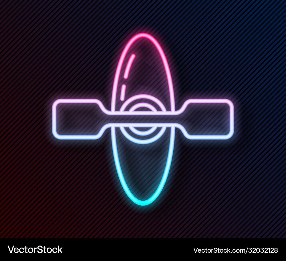 Glowing neon line kayak and paddle icon isolated Vector Image