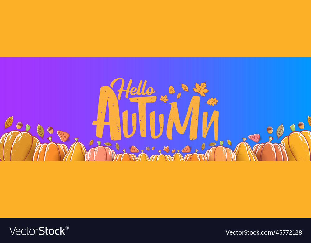 Hello autumn horizontal banner or label Royalty Free Vector
