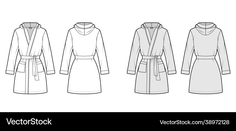 Hooded bathrobe dressing gown technical fashion Vector Image