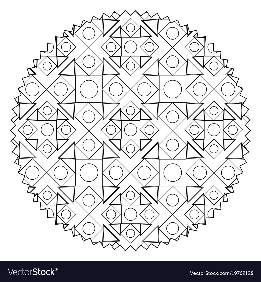 Line circle with pattern geometric shapes Vector Image