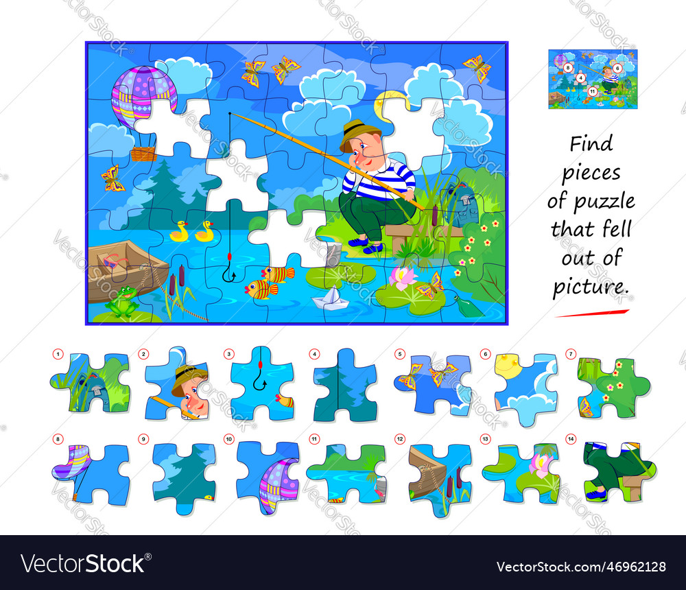 Logic game for children and adults find pieces Vector Image