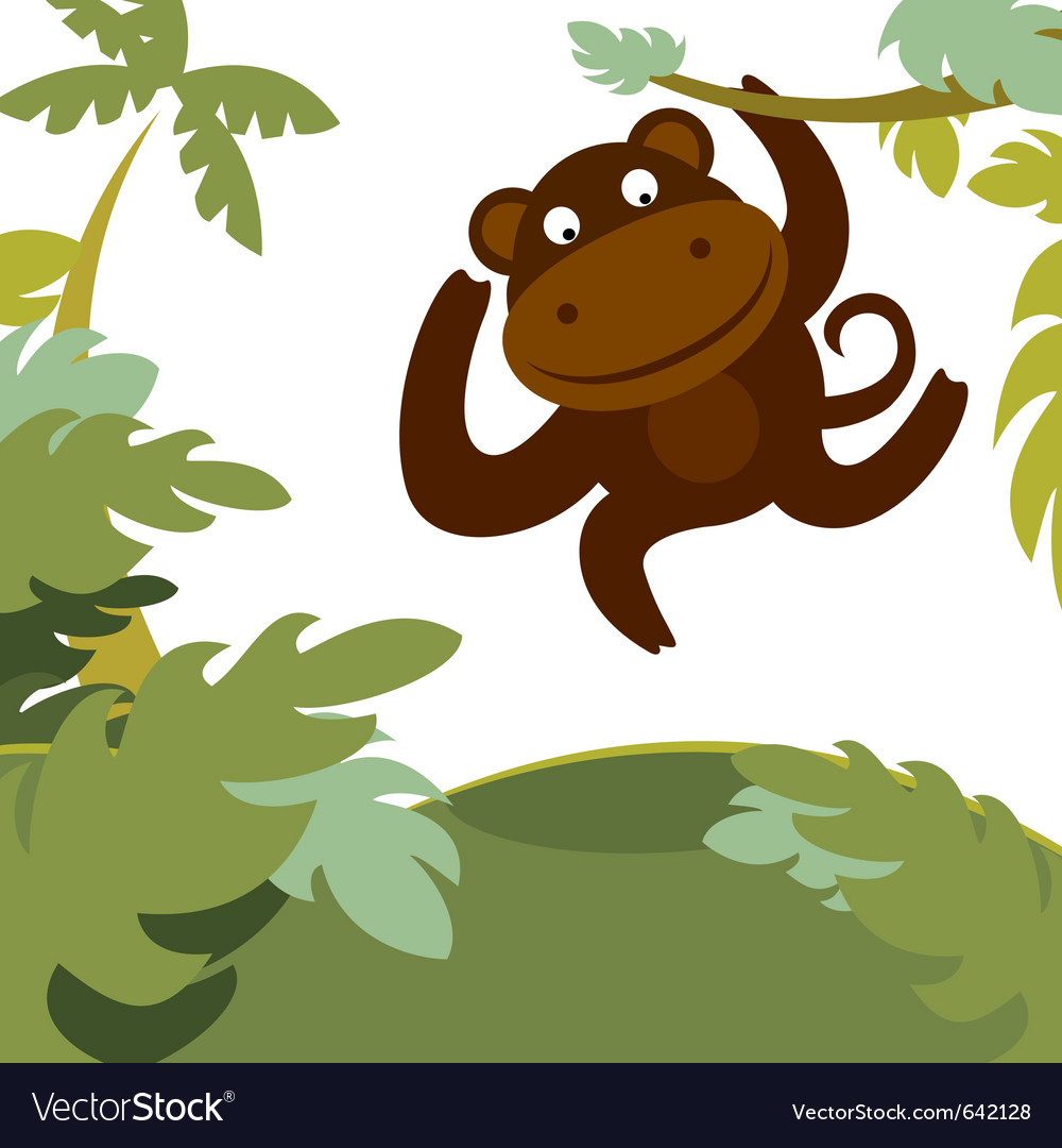 Monkey in forest Royalty Free Vector Image - VectorStock