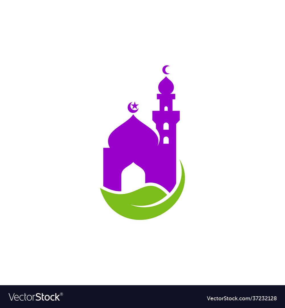 Mosque leaf logo design creative islamic Vector Image