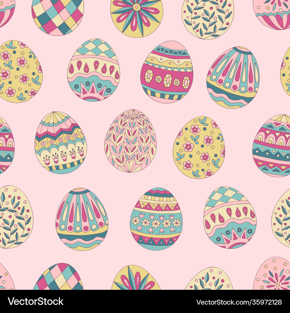 Seamless pattern easter eggs Royalty Free Vector Image